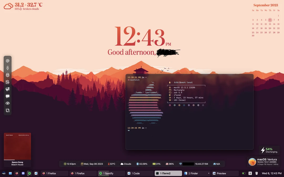 [Aqua] simple firewatch themed desktop on macos | Scrolller