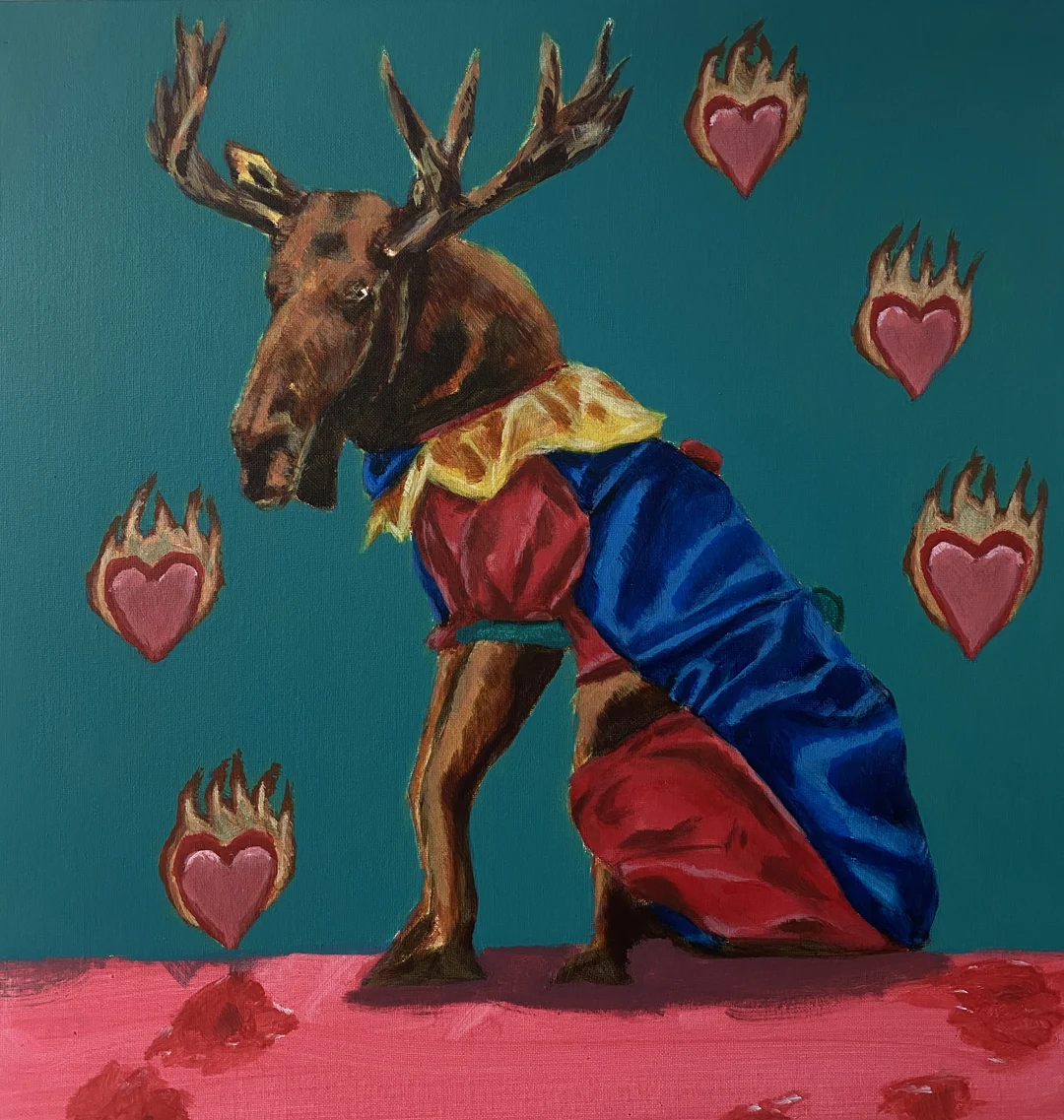 Moose wearing costume, emrexksz, acrylic, 2023 | Scrolller