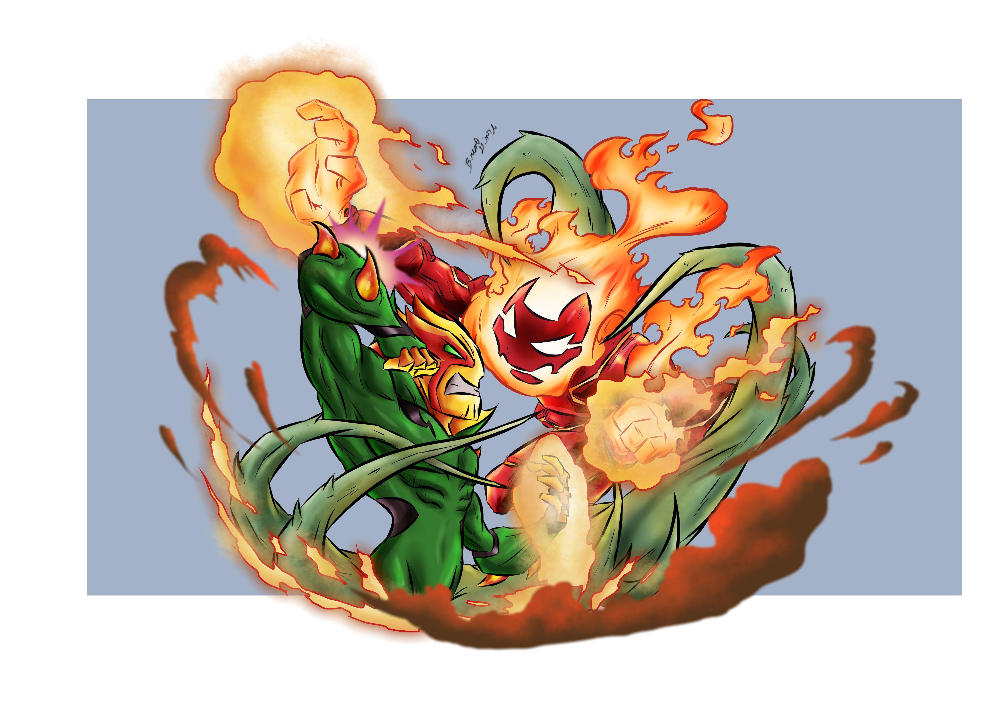 Swampfire vs. Heatblast III | Scrolller