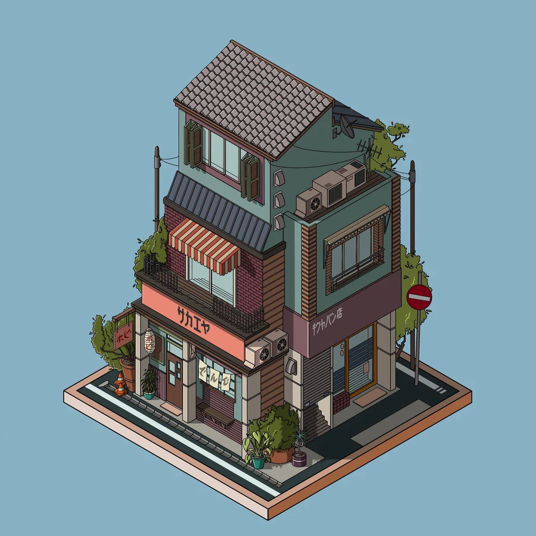 Isometric Japanese Townhouse | Scrolller
