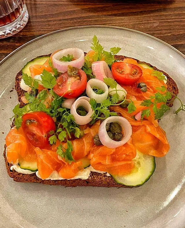 Open-faced salmon sandwich | Scrolller