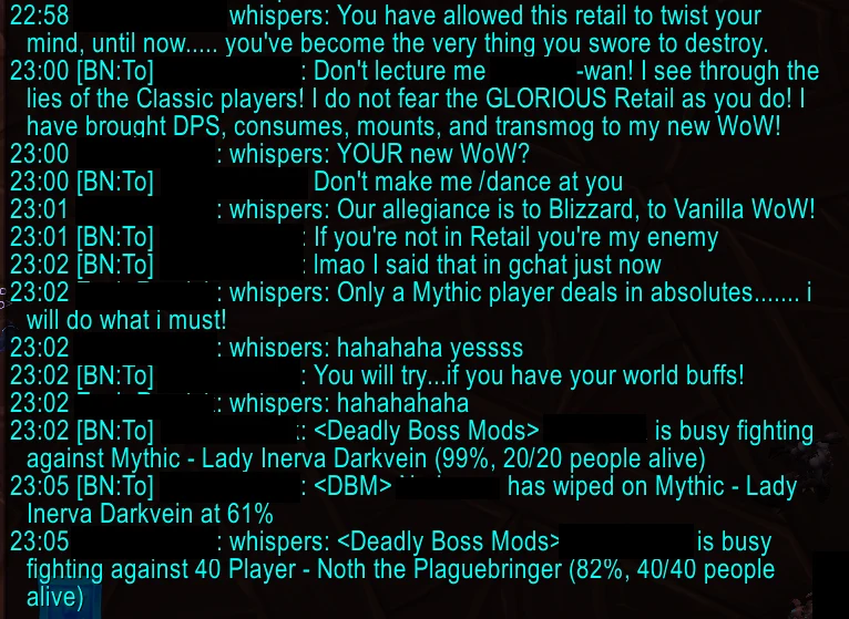 Going through old screenshots: Wholesome "argument" a friend and I had at the height of the ...