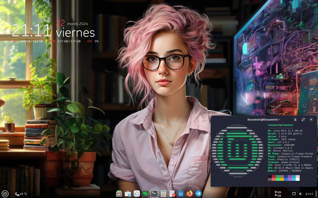 [Cinnamon] Basic customization, accompanied by a conky | Scrolller