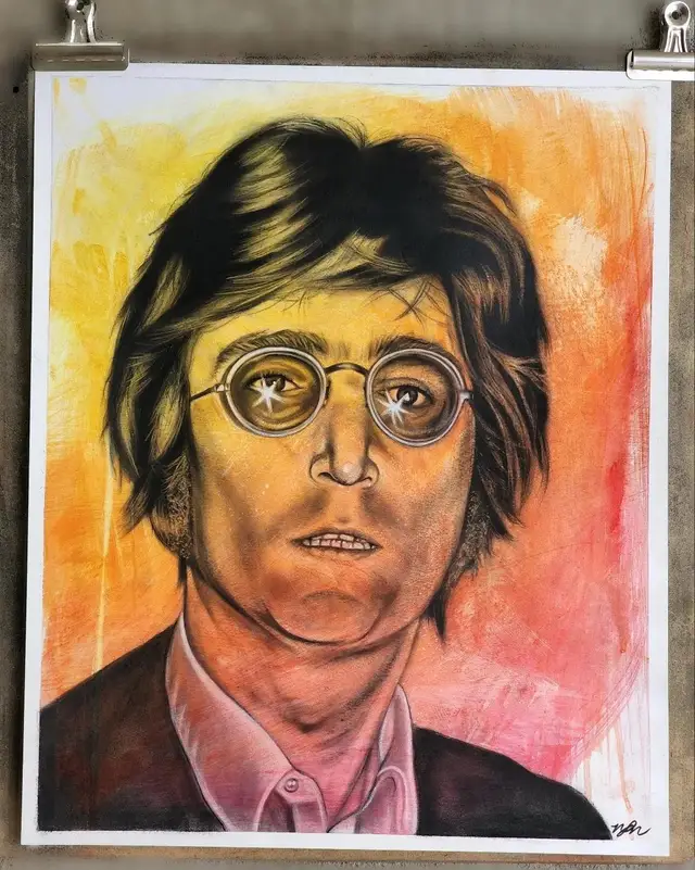 John Lennon, Me, acrylic and charcoal, 2022 | Scrolller