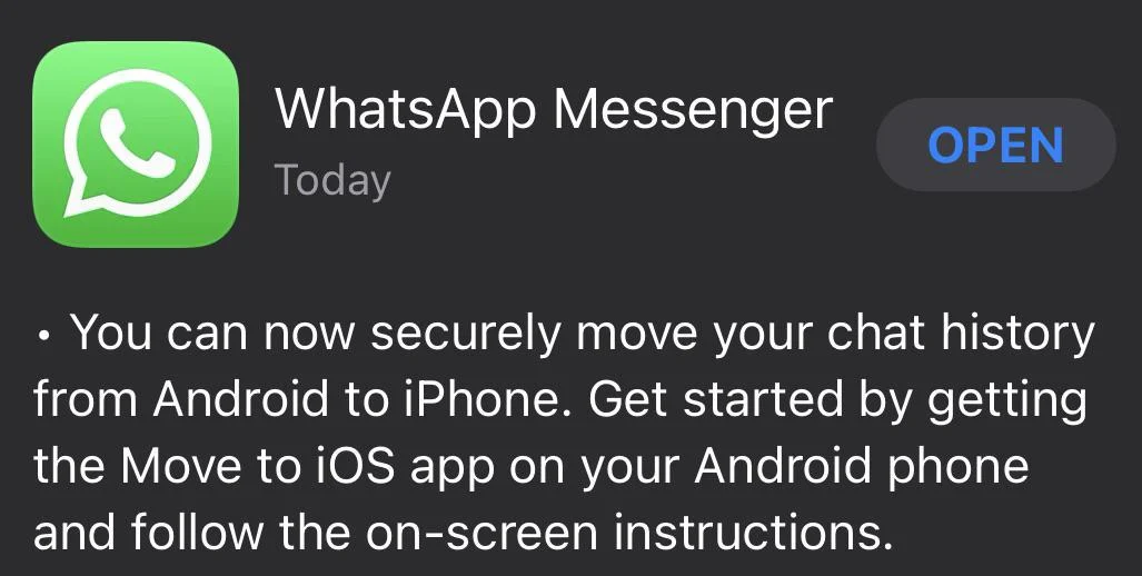 WhatsApp now allows to transfer your chat from Android to iOS . | Scrolller