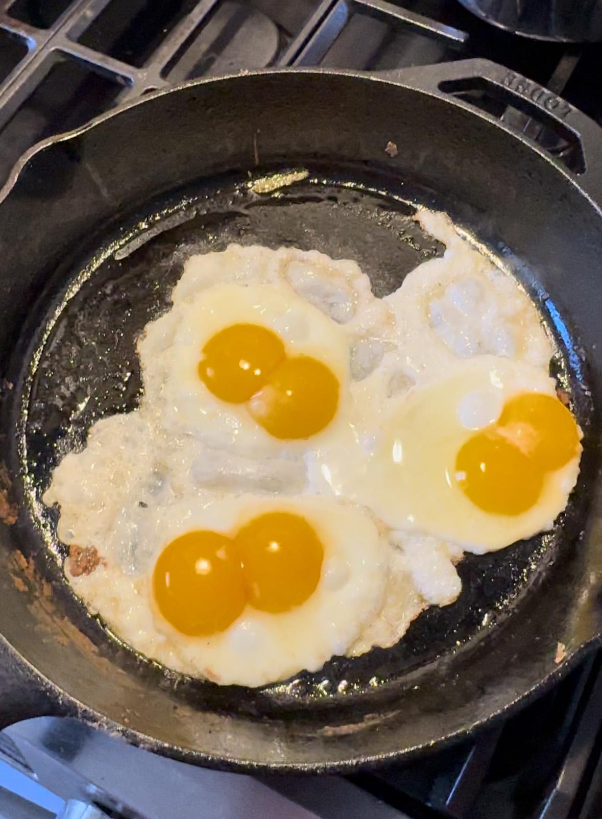 Three double yolk eggs in a row | Scrolller