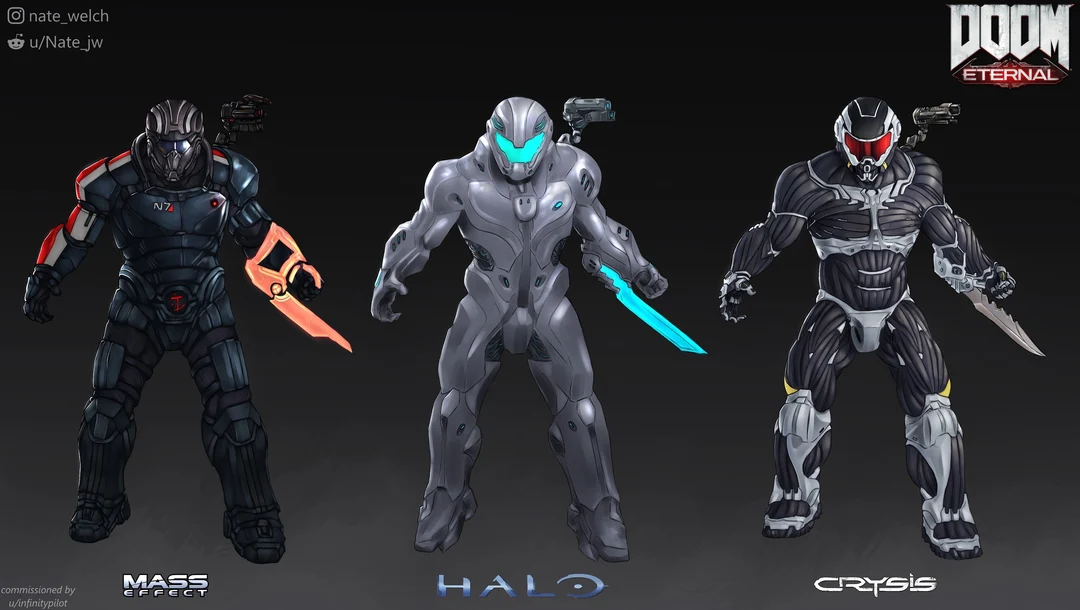 A few Doom skins I recently commissioned from my buddy u/Nate_jw. Based on the Mass Effect N7 ...