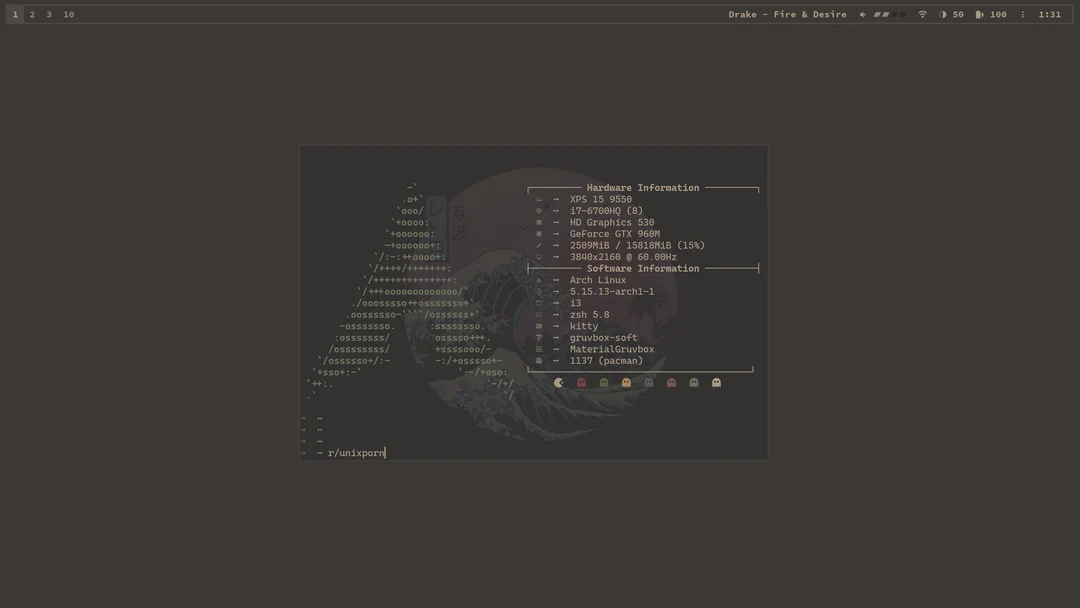 [i3] good ol' gruvbox | Scrolller