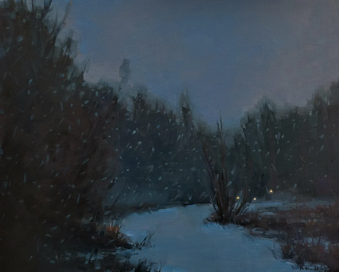 snowy blue landscape, my newest oil painting | Scrolller