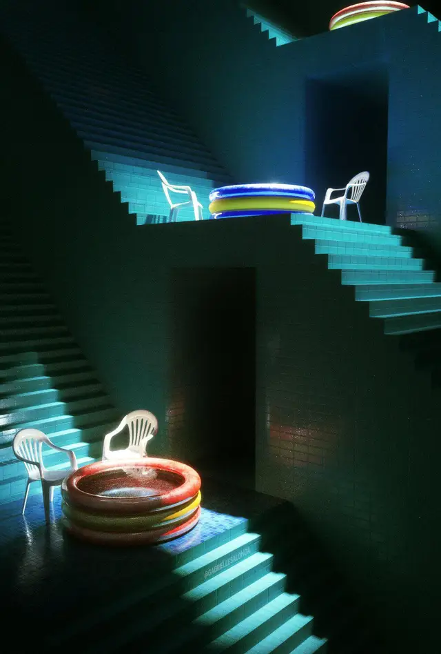 Stairs and Pools, Me, Cinema 4D, 2022 | Scrolller