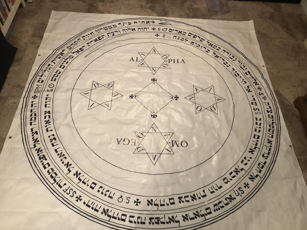 Made a Goetic circle from a white tarp and permanent markers! | Scrolller