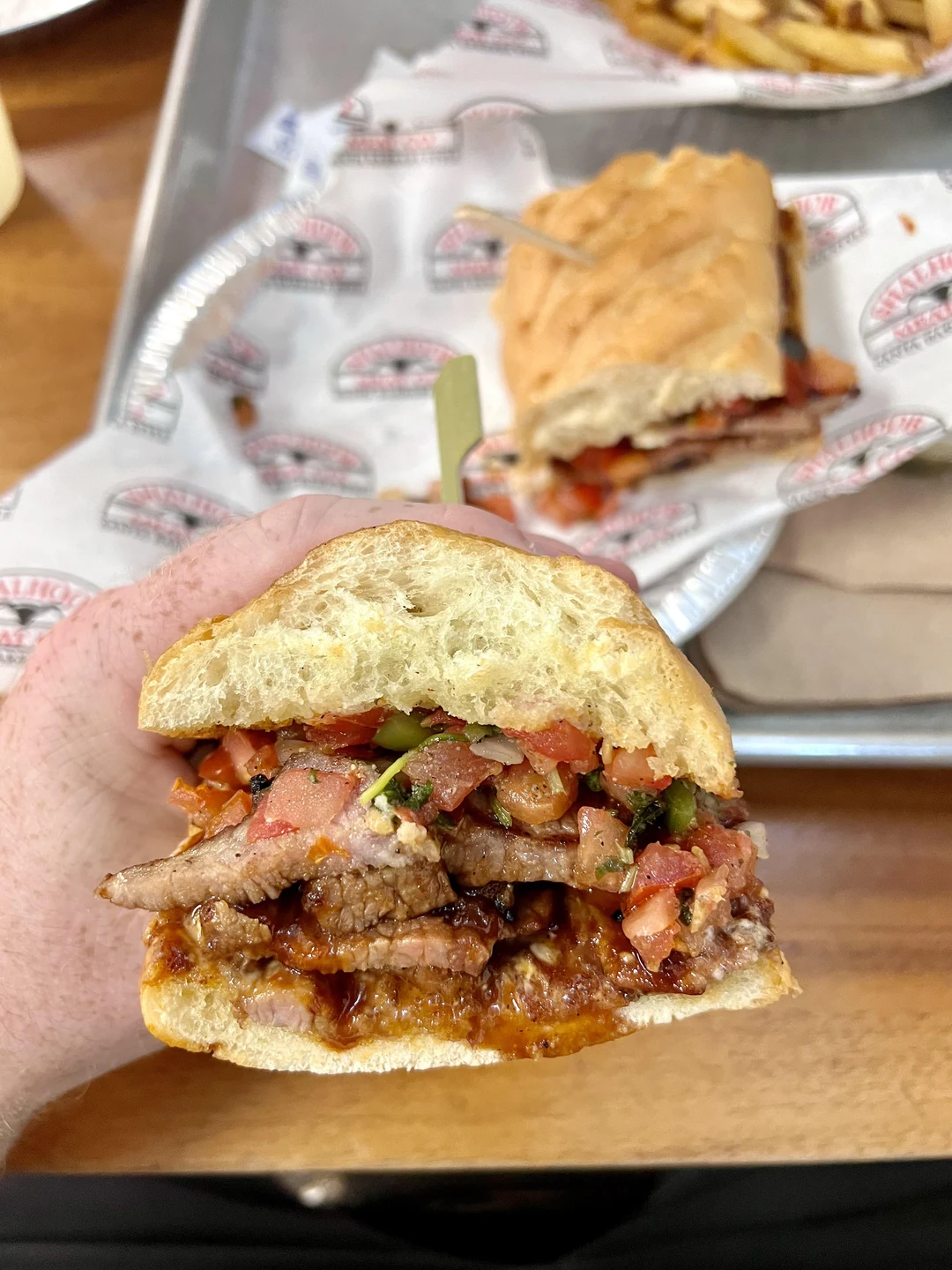Tri tip sandwich with bbq sauce and pico on garlic bread [I Ate] | Scrolller