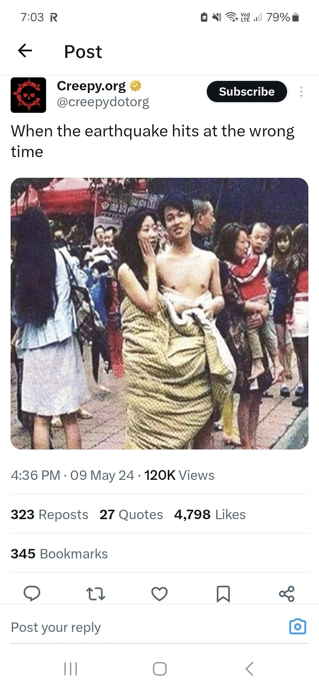 Sheesh imagine you're about to bust a nut mid thrust and a earthquake happens... | Scrolller