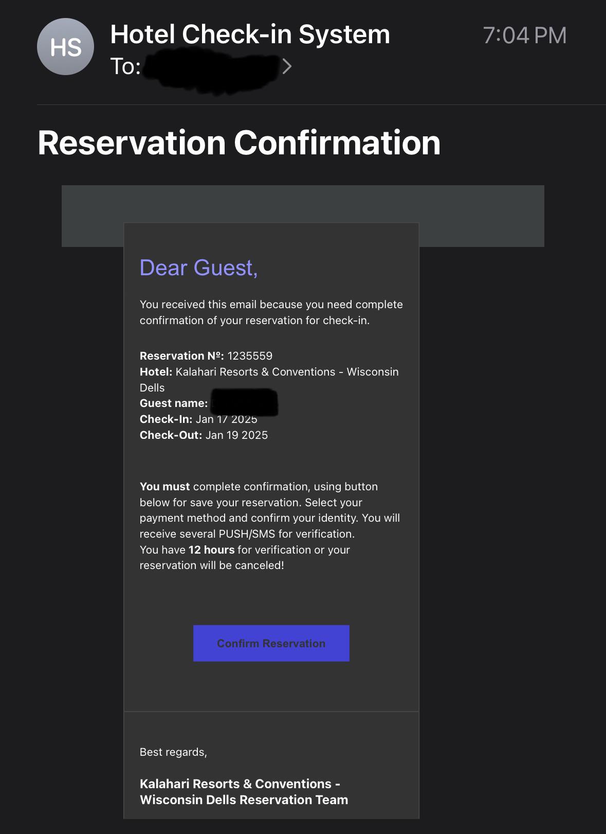 Spear Phishing Attempt - Hotel Confirmation Email | Scrolller