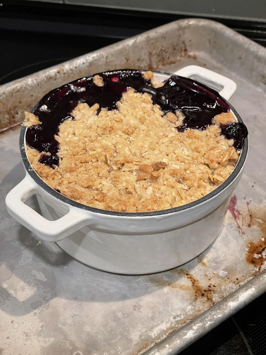 Blueberry Crumble for two in my 0.5 qt cast iron dutchie | Scrolller