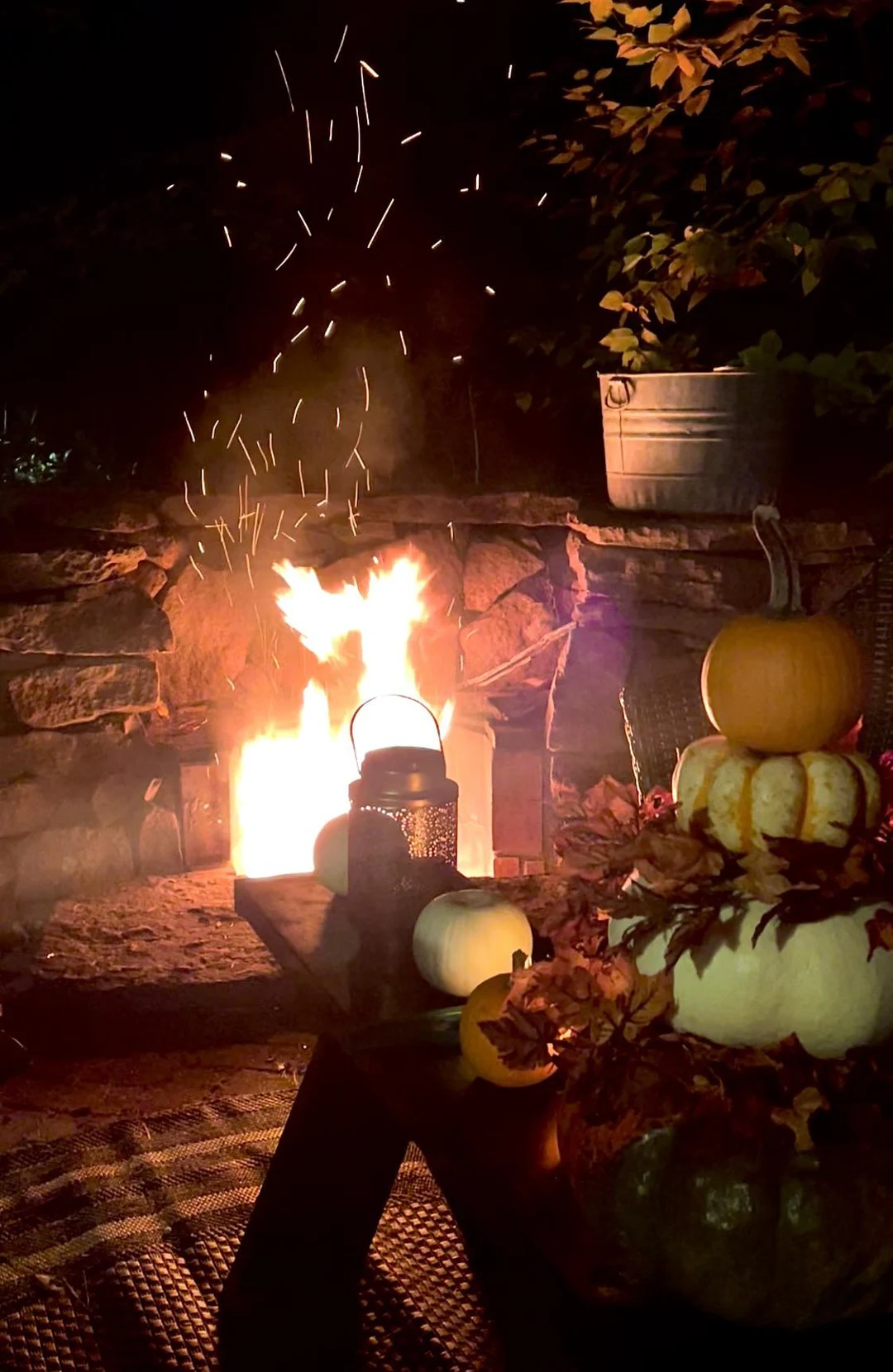 First Fall fire in my outdoor hardscape area/fireplace | Scrolller