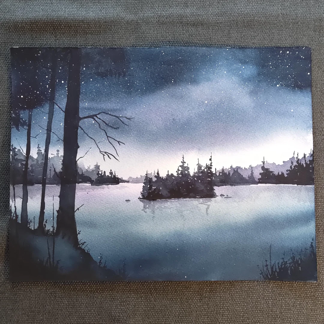 Night, Me, Watercolor, 2023 | Scrolller
