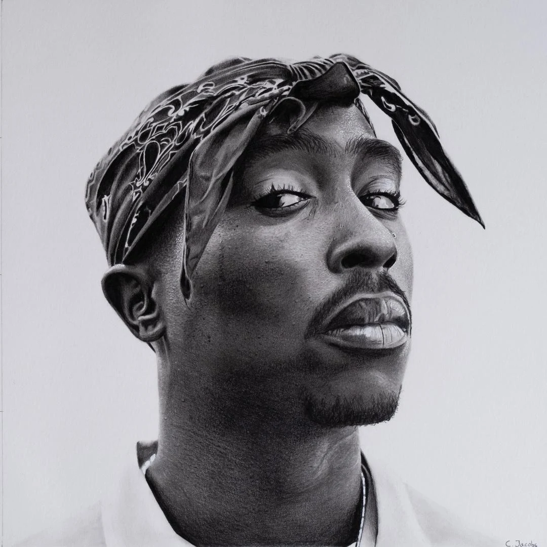 Tupac, me, pencil on paper, 2022 | Scrolller