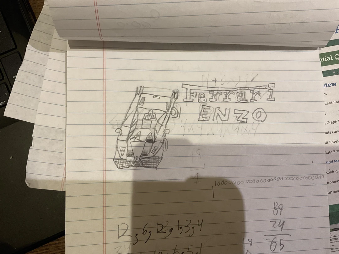 A 2004 Ferrari Enzo I drew on my math notepad | Scrolller
