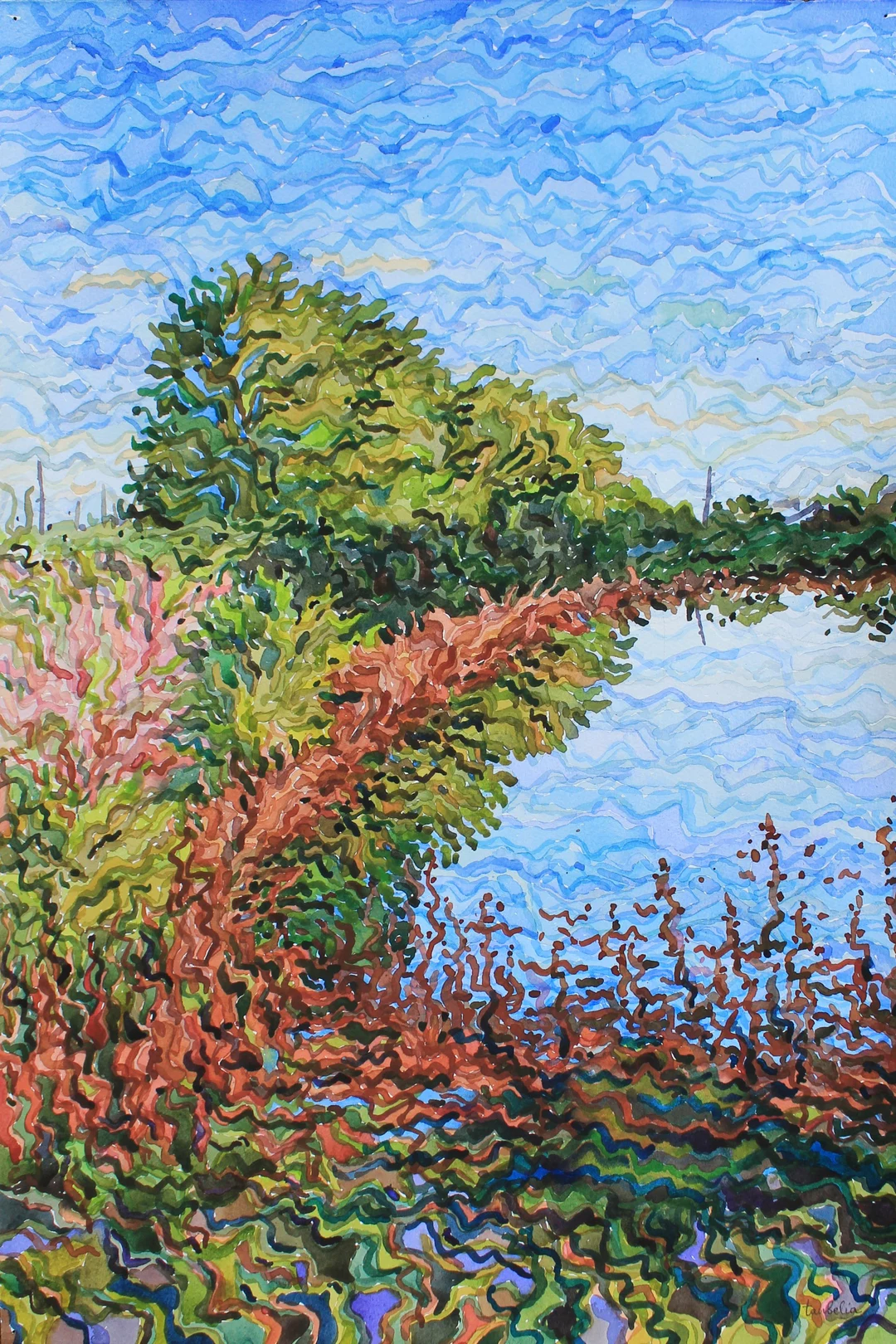 Summer River Landscape Watercolor Painting | Scrolller