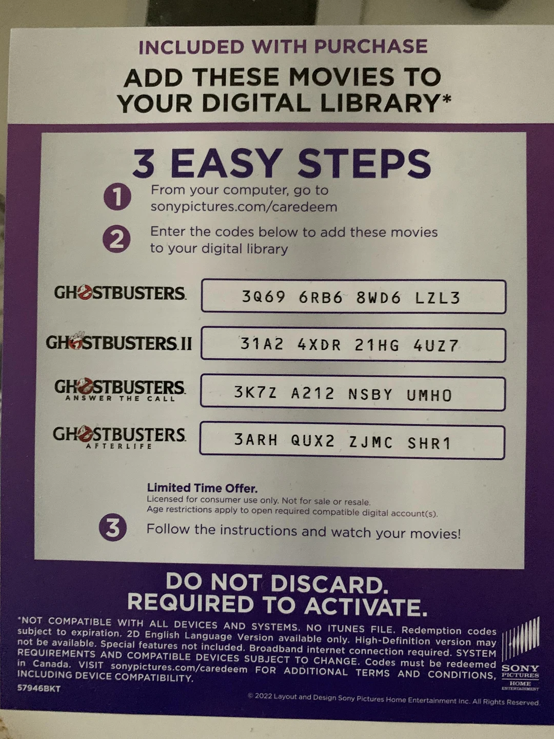 Digital copies of the Ghostbusters movies! | Scrolller