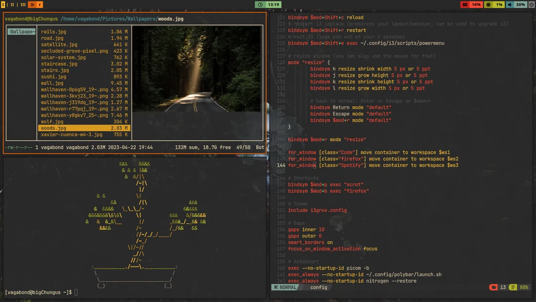 [i3wm] Gruvboxed Endeavour. Frankenstein of different users' dots. Credits in my own dots ...