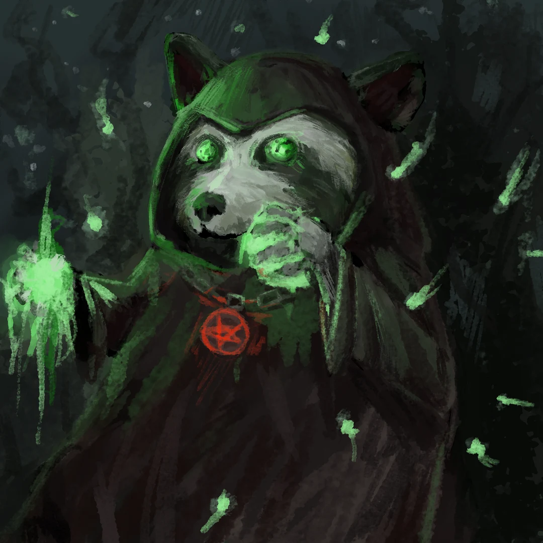 "Raccoon necromancer remaster", Artist/me, digital, 2022 | Scrolller