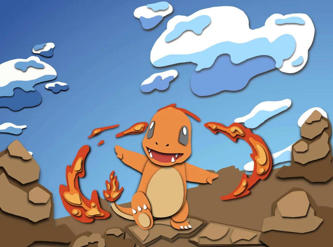 Finished my paper cut Charmander piece :) | Scrolller