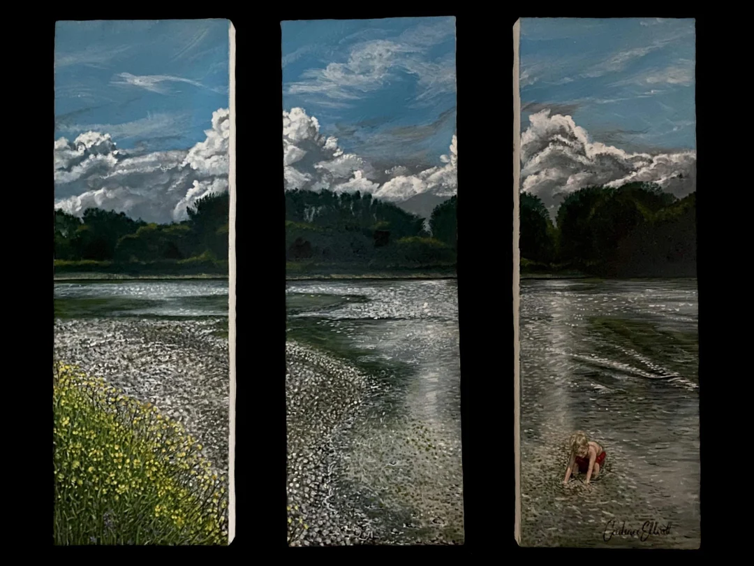 Down by The River, Cadence Elliott (me), acrylic paint on canvas (triptych), 2018 | Scrolller