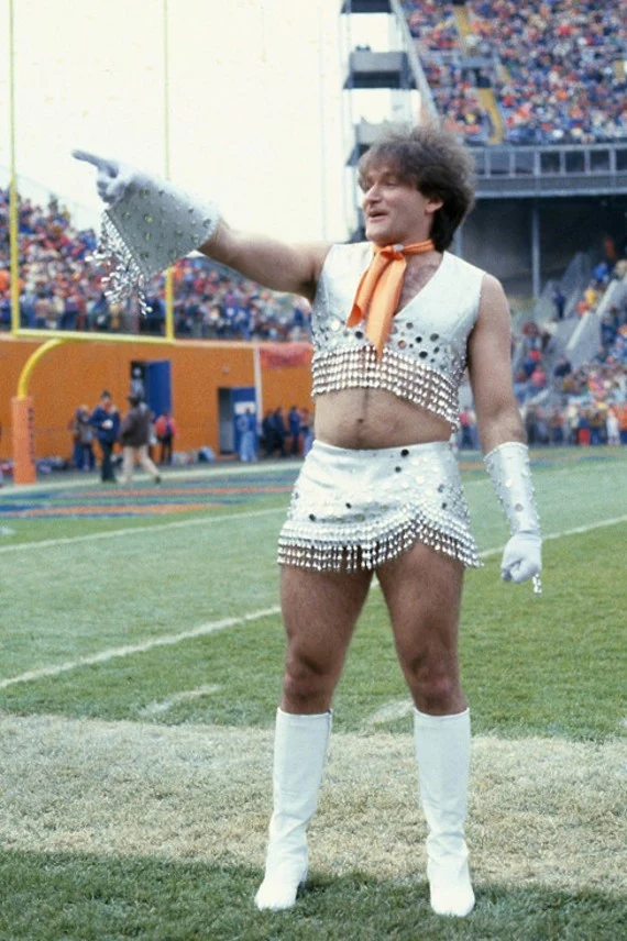 Robin Williams as the First Male Cheerleader for the Denver Broncos in 1979. | Scrolller