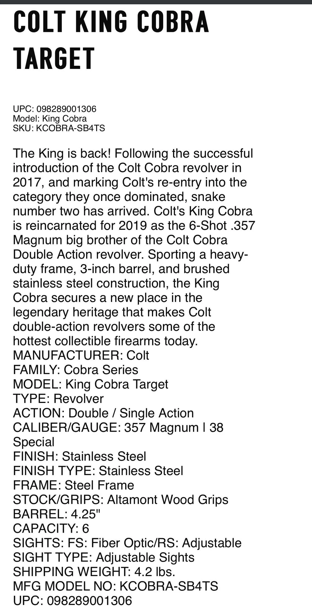 Colt king cobra target | Scrolller