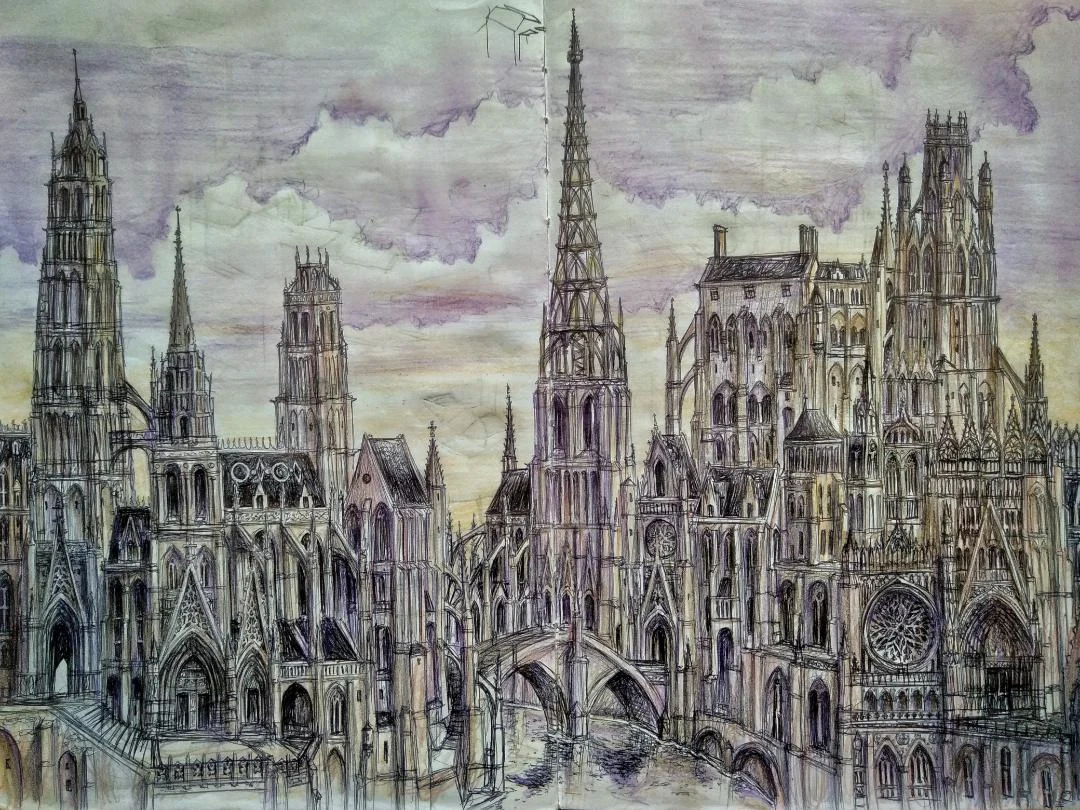 a gothic city i drew in architecture history class | Scrolller