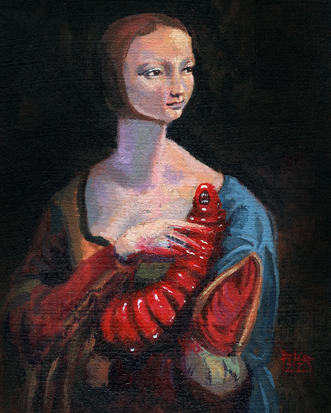 Woman with Worm [OC] Acrylic on wood | Scrolller