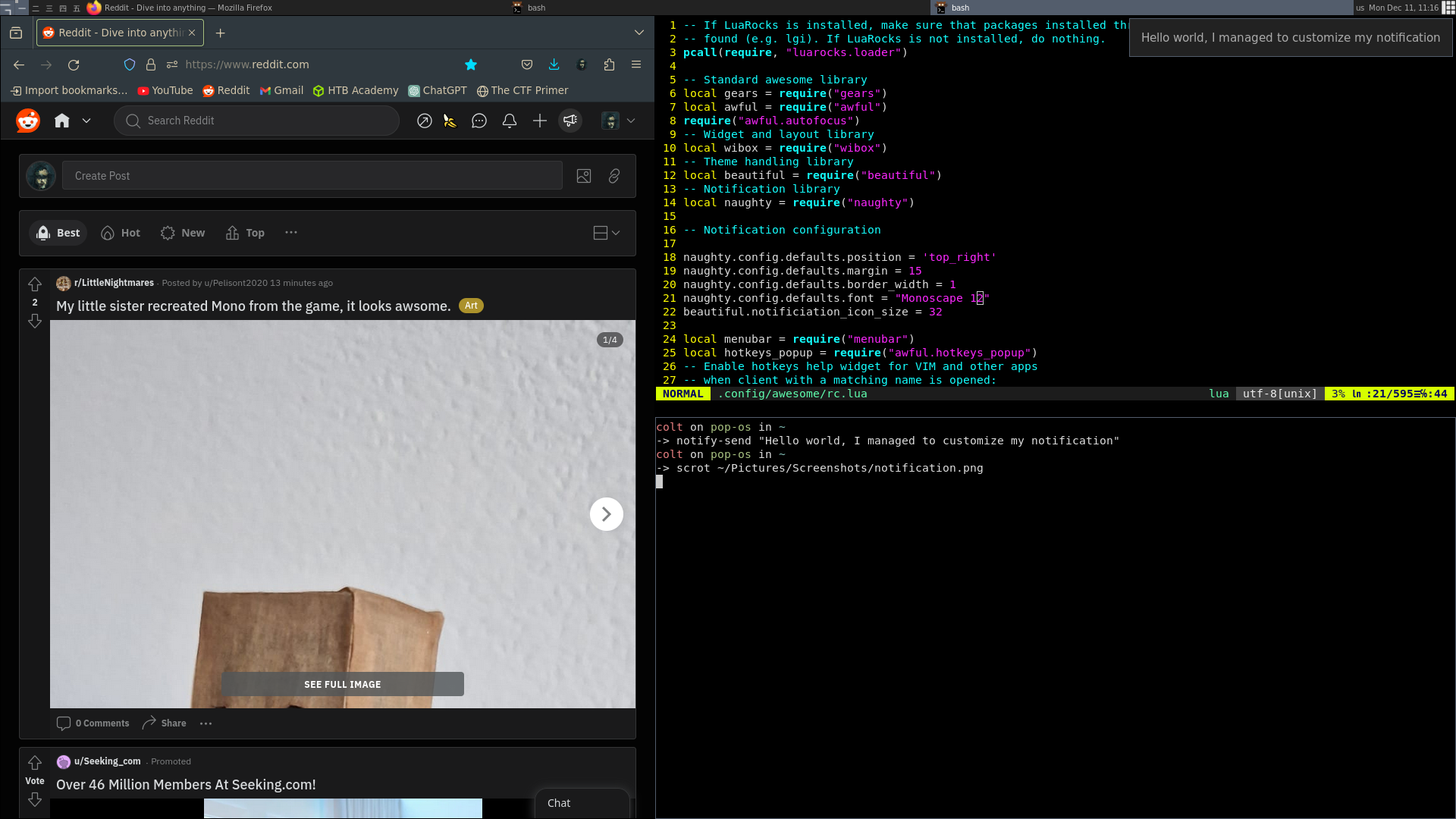 [AwesomeWM] Learning my first window manager | Scrolller