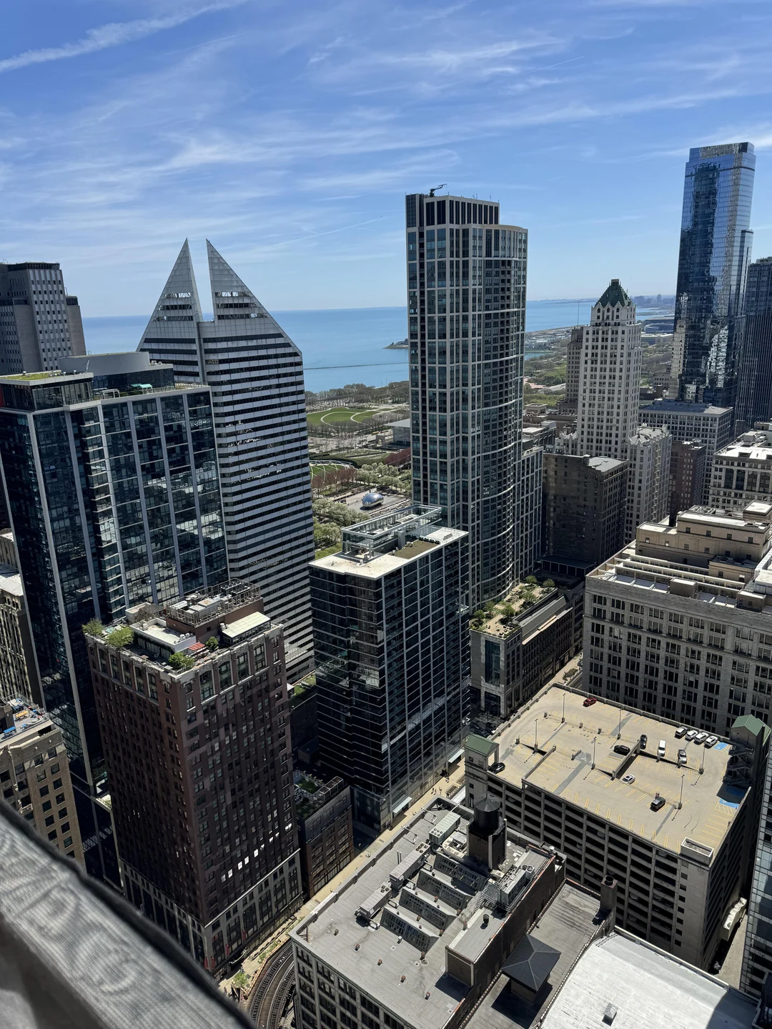 View from a suspended scaffold in Chicago Illinois Zoom in for the Bean. | Scrolller
