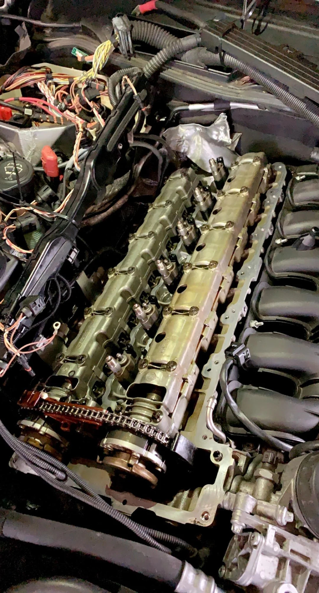 Valve cover gasket job. This is what the inside looks like if you change your oil religiously ...