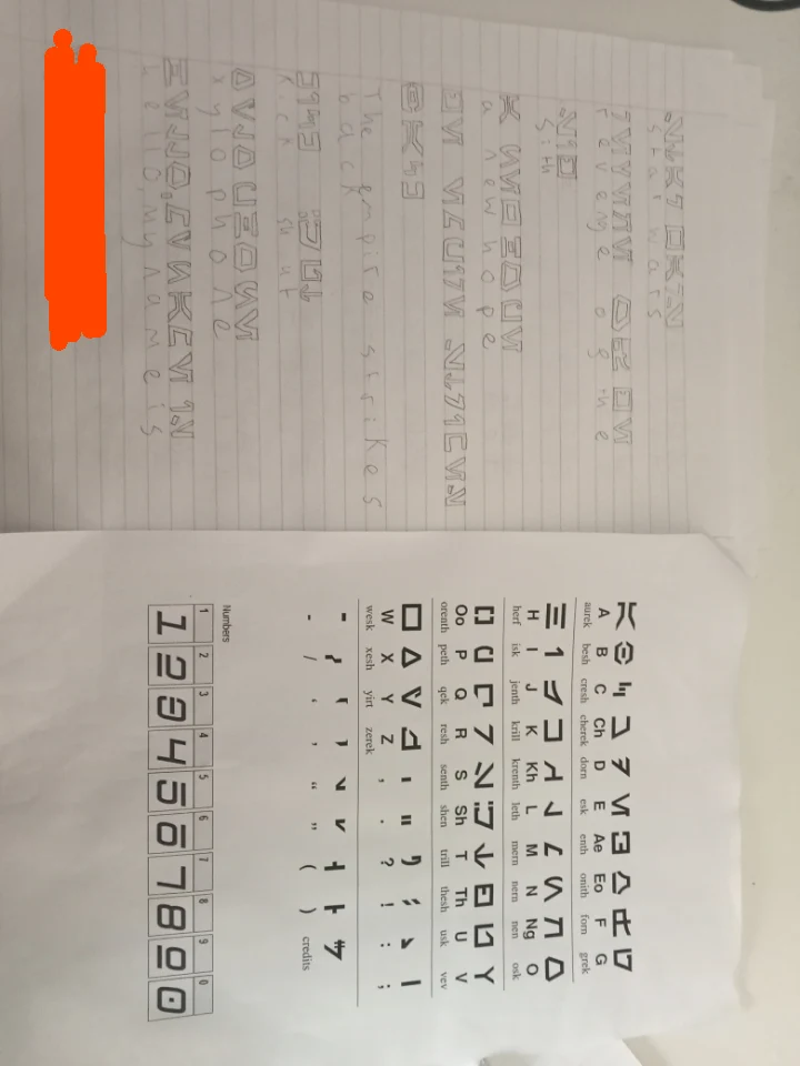 Currently learning Aurebesh (Star Wars alphabet), memorised almost all the letters. | Scrolller