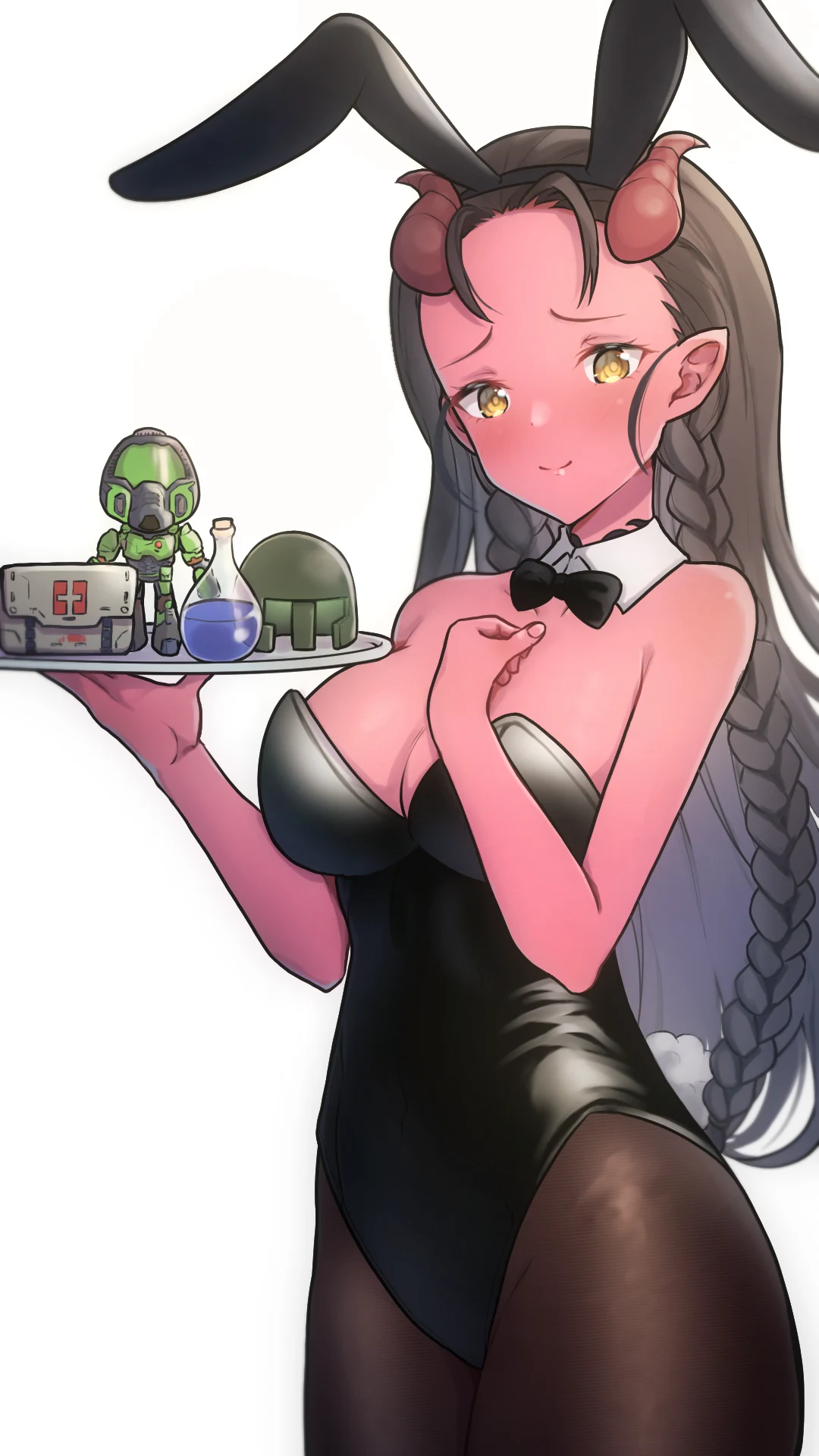 Dahlia, my demon girl OC from my Doom fanfic "Day of Wrath", with all of a Doomguy's necessities ...