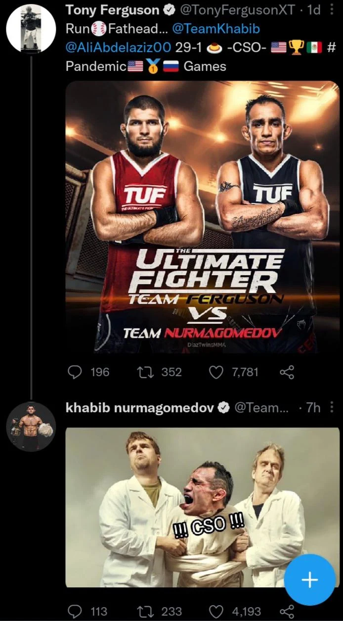 Tony and Khabib exchange pleasantries on Twitter | Scrolller