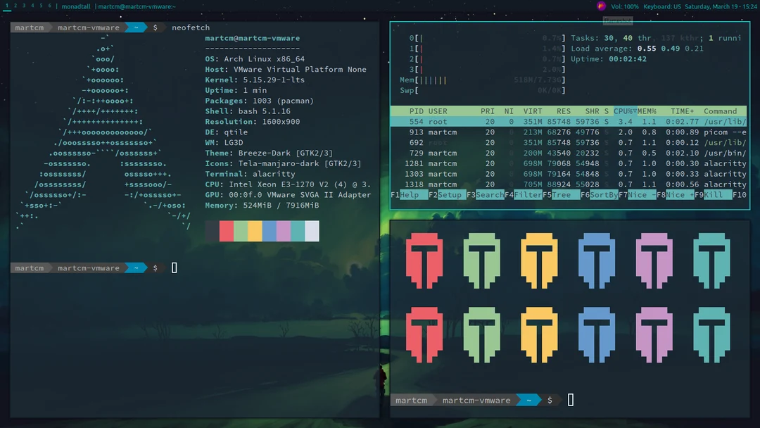 [Qtile] First time using both arch and window manager | Scrolller