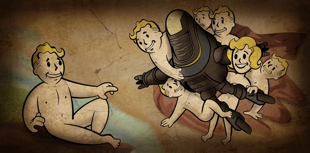 Please assume the position. (The Creation of Adam in the Fallout Vault-Boy/Girl style ft. Fisto ...