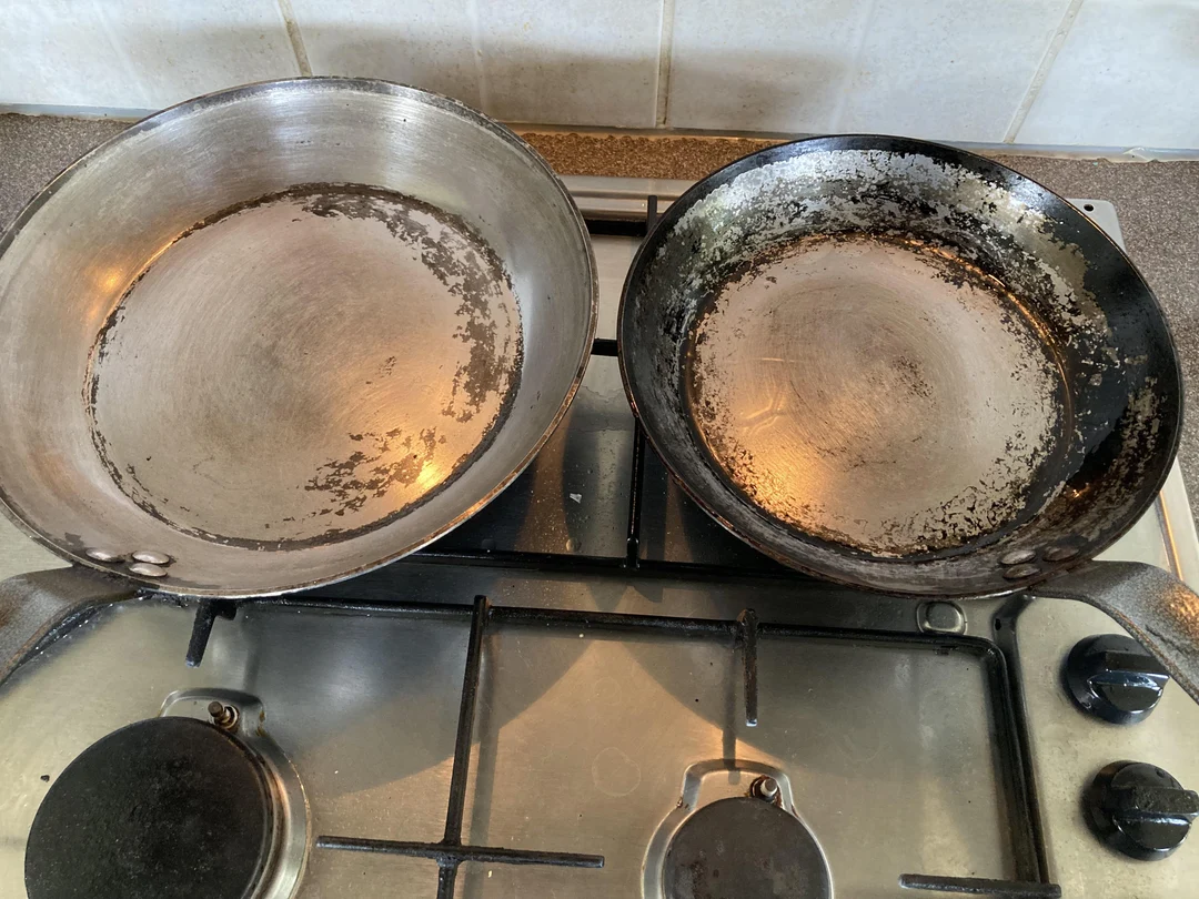 Any advice on stripping the rest of the seasoning from these deBuyer pans? | Scrolller