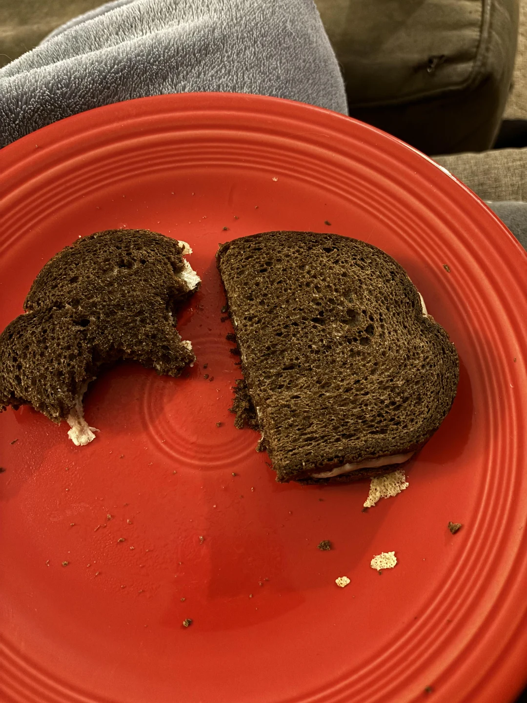 Already started eating but, Pumpernickel bread with Swiss Cheese | Scrolller