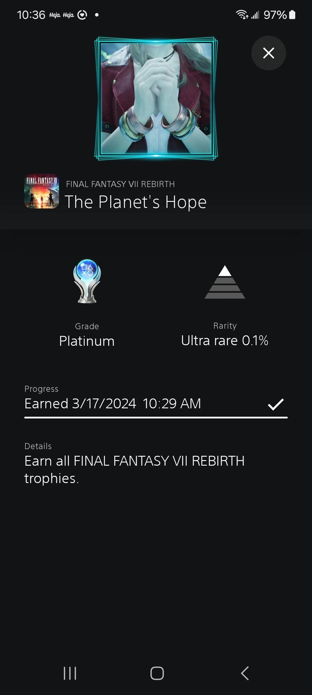FF7 Rebirth's platinum is the hardest trophy I've ever achieved. | Scrolller