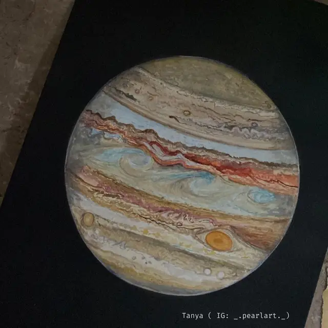 Finished this illustration of Jupiter. I used gouache to paint it. This is the third planet i’ve ...