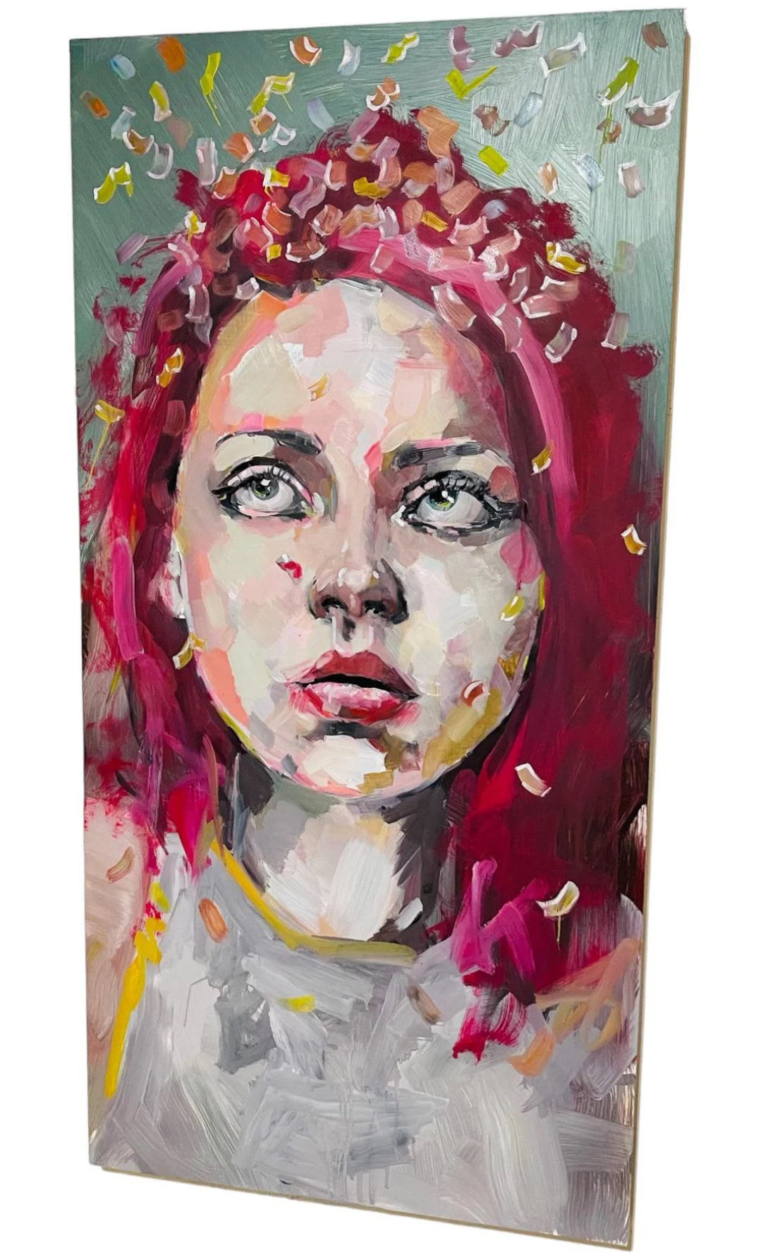 Confetti, Sarah Parcell (me), oil on panel 24x48, 2023 | Scrolller