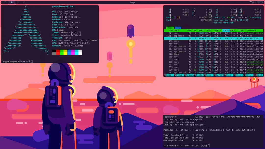 [BSPWM] First rice using a window manager, hope you like it. | Scrolller