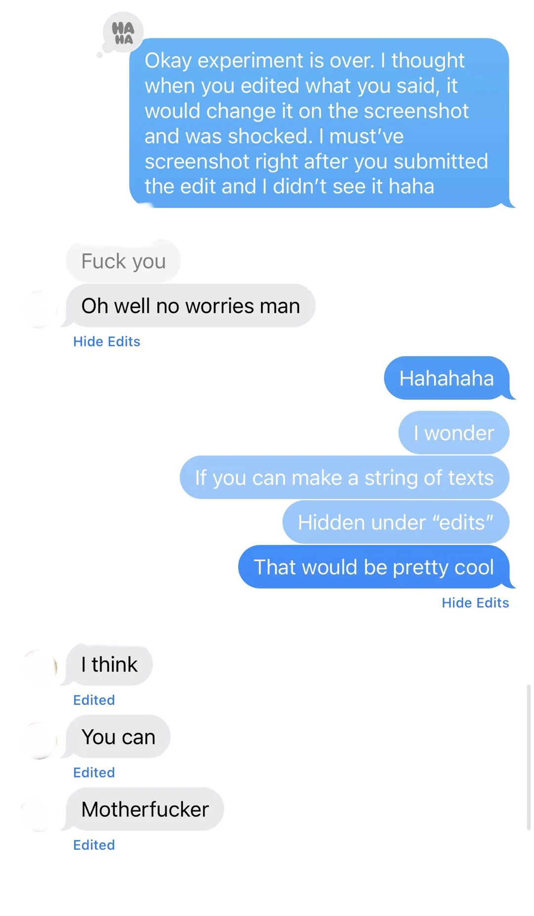Editing an iMessage is a great way to create a thread of messages that can be easily hidden ...