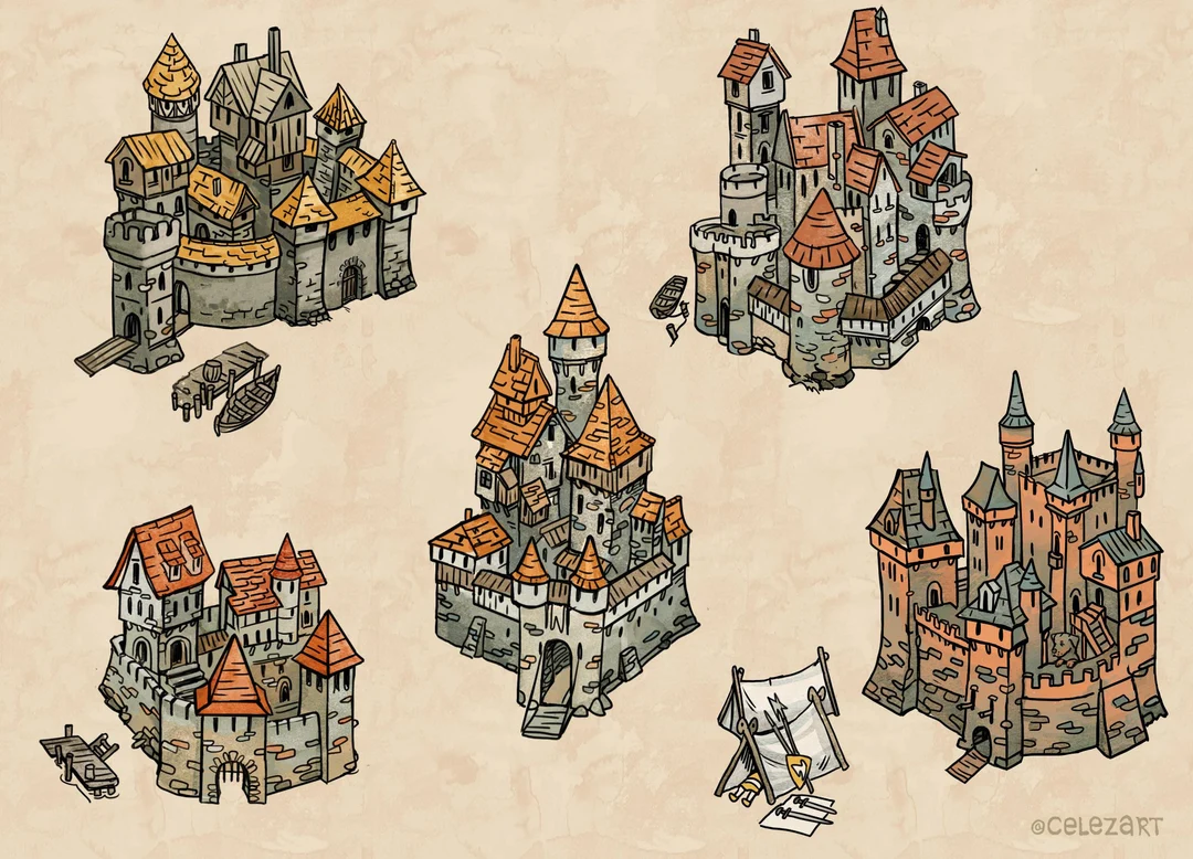 Little medieval castles, that I drew for a fantasy map | Scrolller