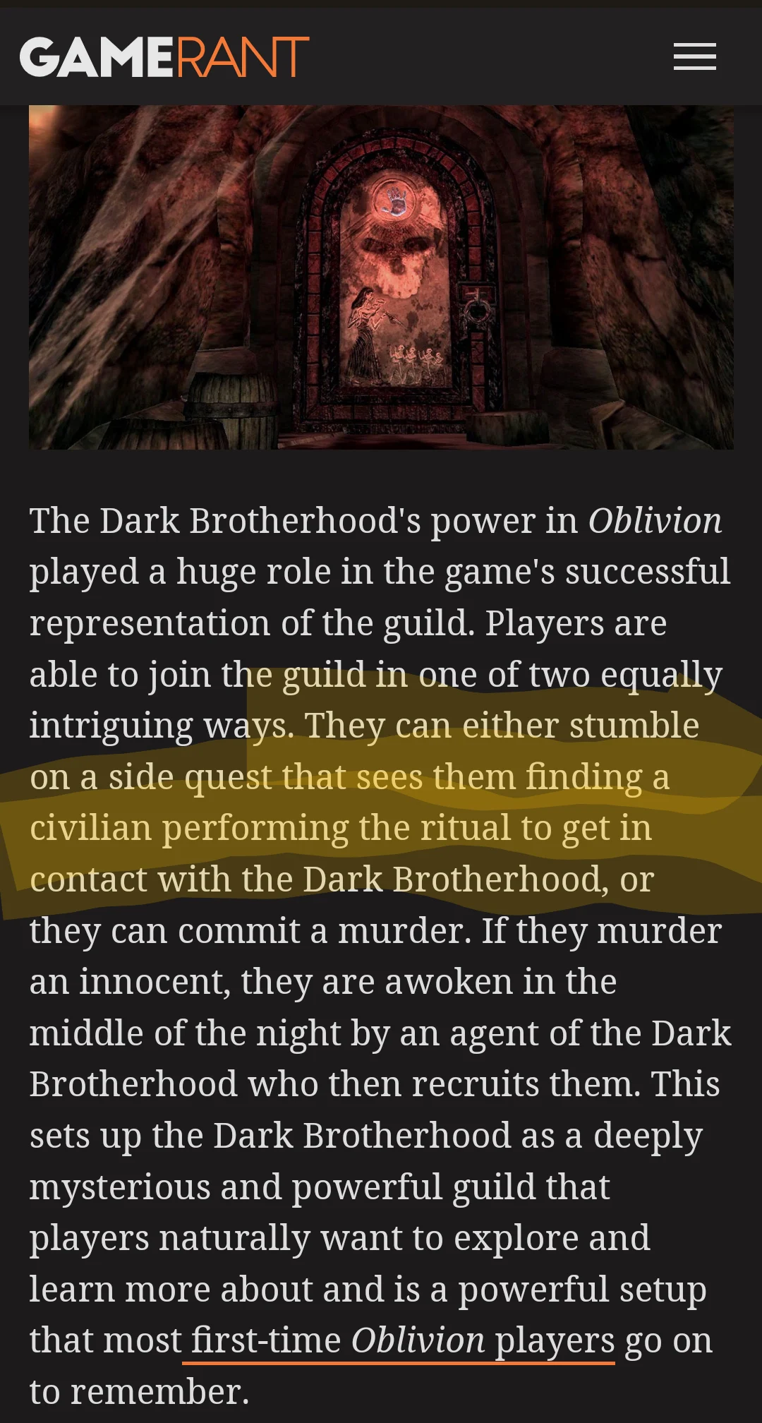 (Very minor spoiler for the dark brotherhood) is this true? I can't find any additional ...